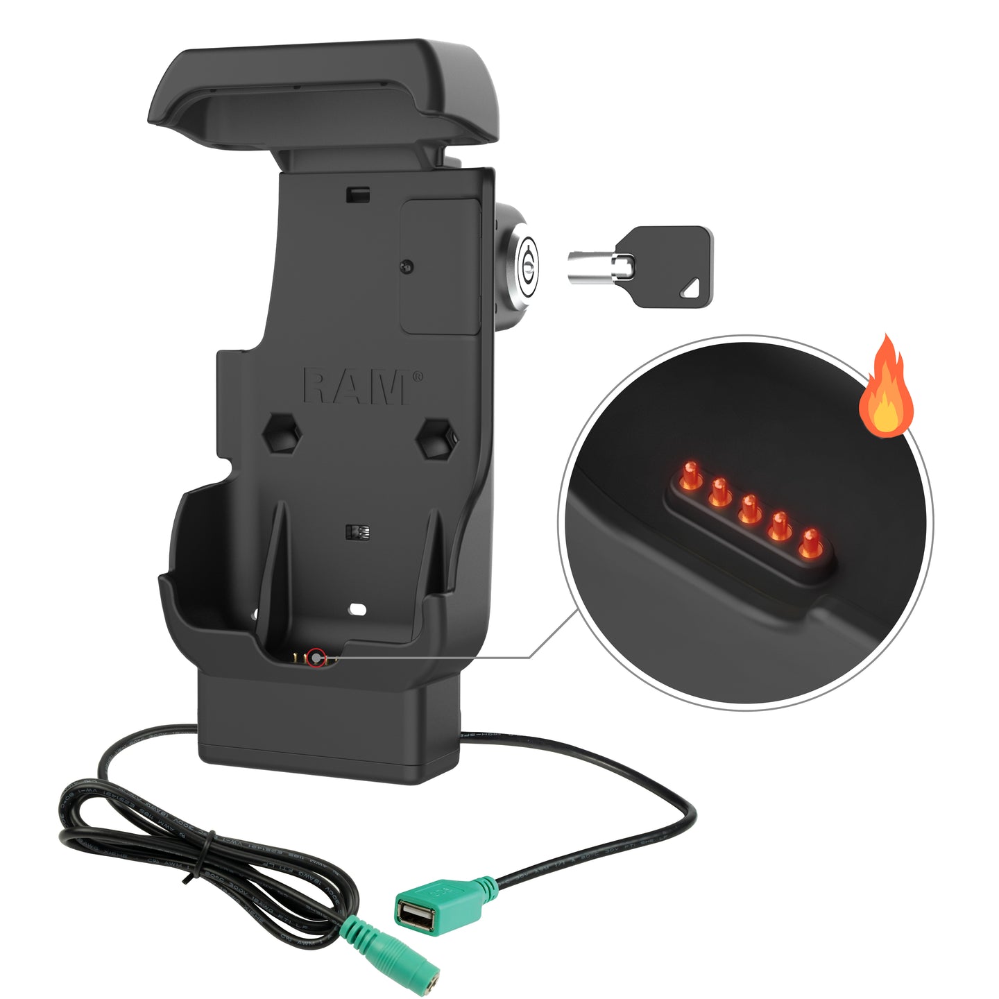 RAM® Locking Powered Dock + USB-A for Honeywell CT40/45/47 - Heated Pi ...