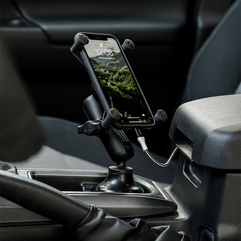 RAM® X-Grip® Phone Mount with RAM® Stubby™ Cup Holder Base – RAM Mounts