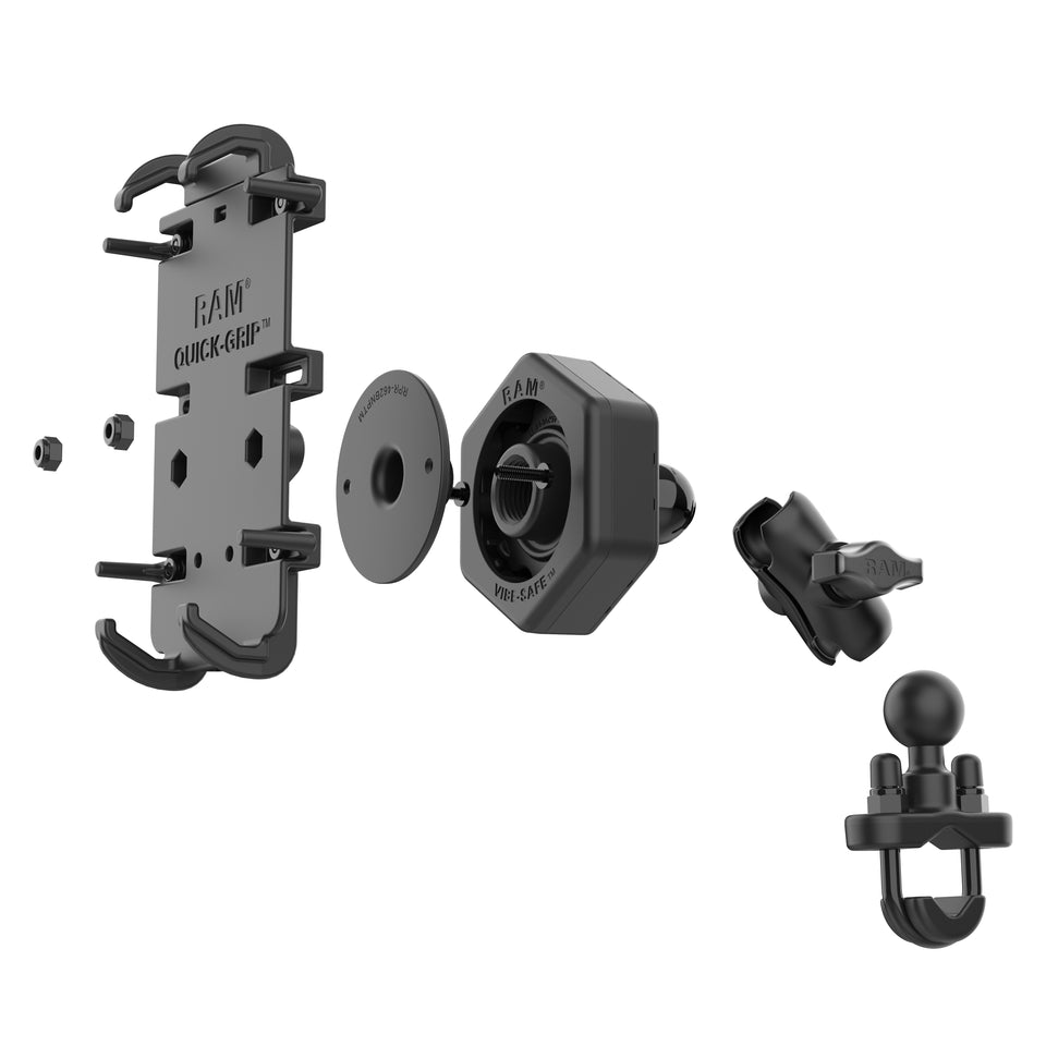 RAM® Quick-Grip™ XL Phone Mount with Vibe-Safe™ & U-Bolt Base - Short ...