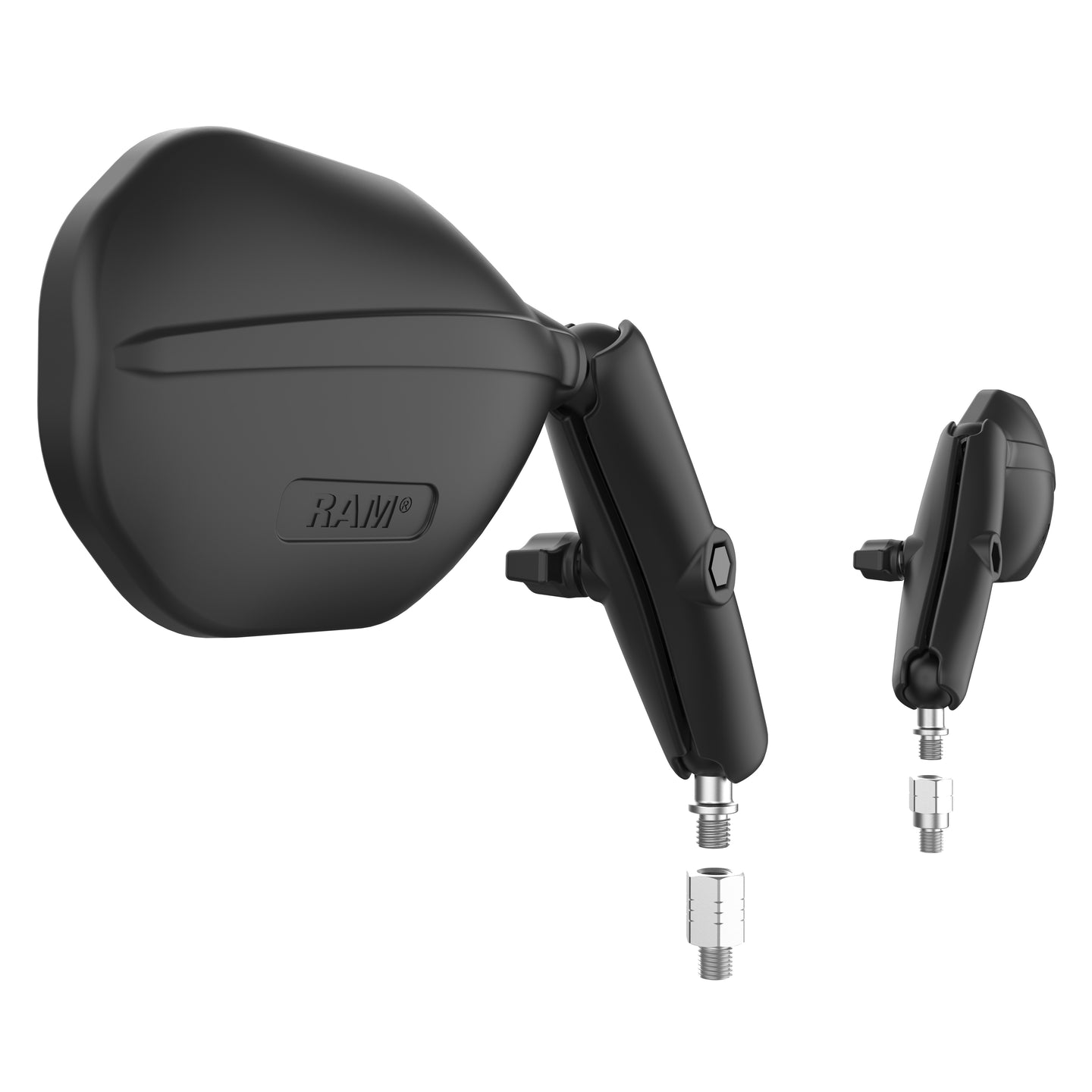 RAM® Tough-Mirror™ Kit with M10-1.25 Bases + Reverse Adapter - Long Ar ...