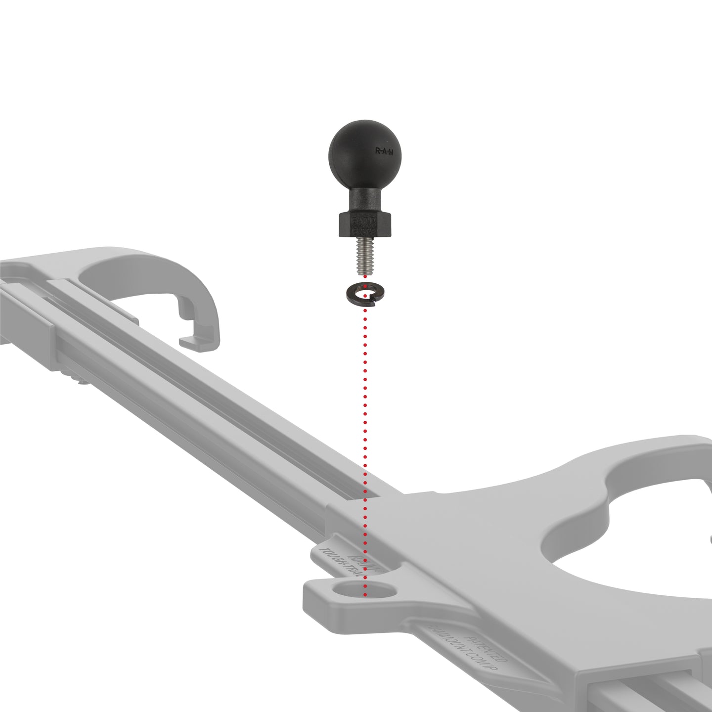 RAM® Tough-Ball™ with 1/4"-20 x .50" Threaded Stud and Lock Washer ...