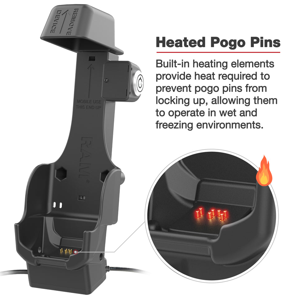 RAM® Locking Powered Dock + Single USB-A for Zebra TC8300 - Heated Pin ...