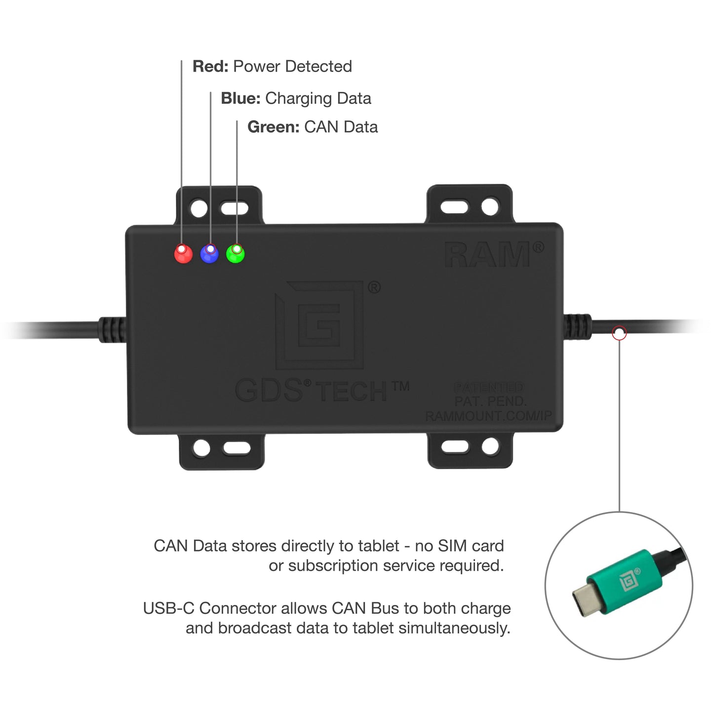 GDS® CAN Bus with 9-Pin Connector – RAM Mounts