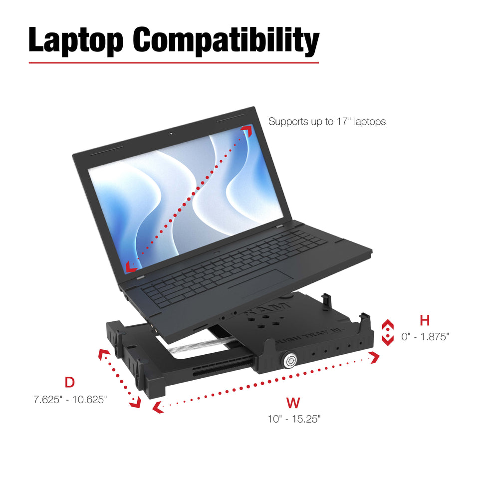 RAM® Tough-Tray™ III Spring Loaded Laptop Tray – RAM Mounts