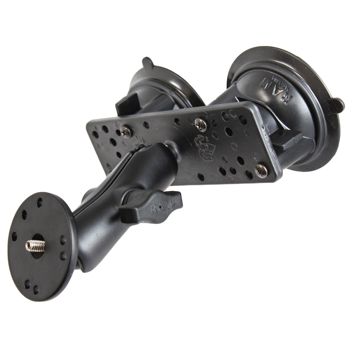 RAM® Twist-Lock™ Dual Suction Mount with 1/4"-20 Male Threaded Adapter ...