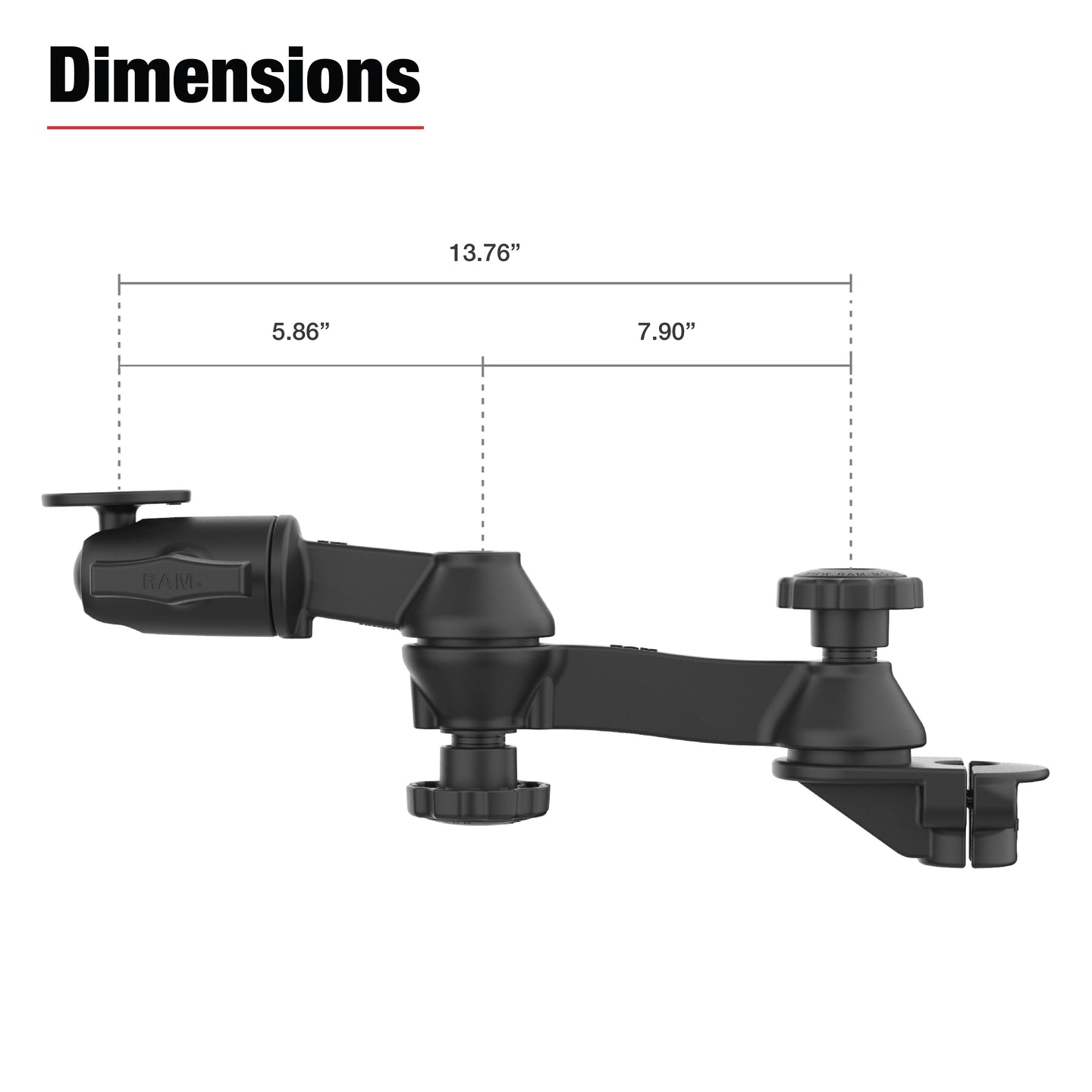 RAM® 90-Degree Dual Swing Arm Mount with Ball for Tough-Bar™ – RAM Mounts