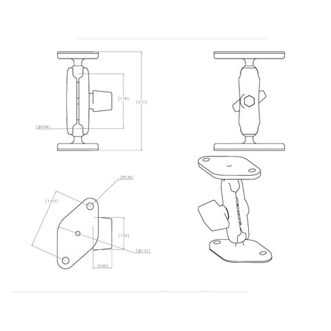 RAM® Double Ball Diamond Plate Mount - A Size Medium – RAM Mounts