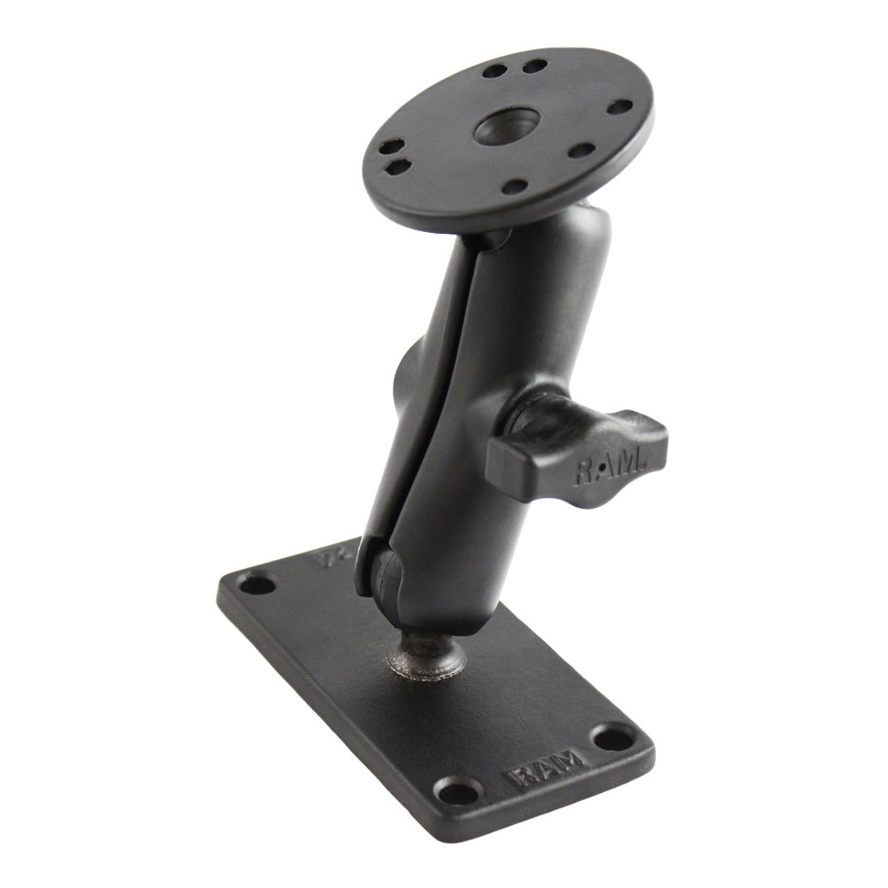 RAM® Double Ball Mount with Round Plate and 2" x 4" Plate - Medium ...