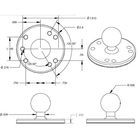 RAM® Round Plate with Ball - B Size – RAM Mounts