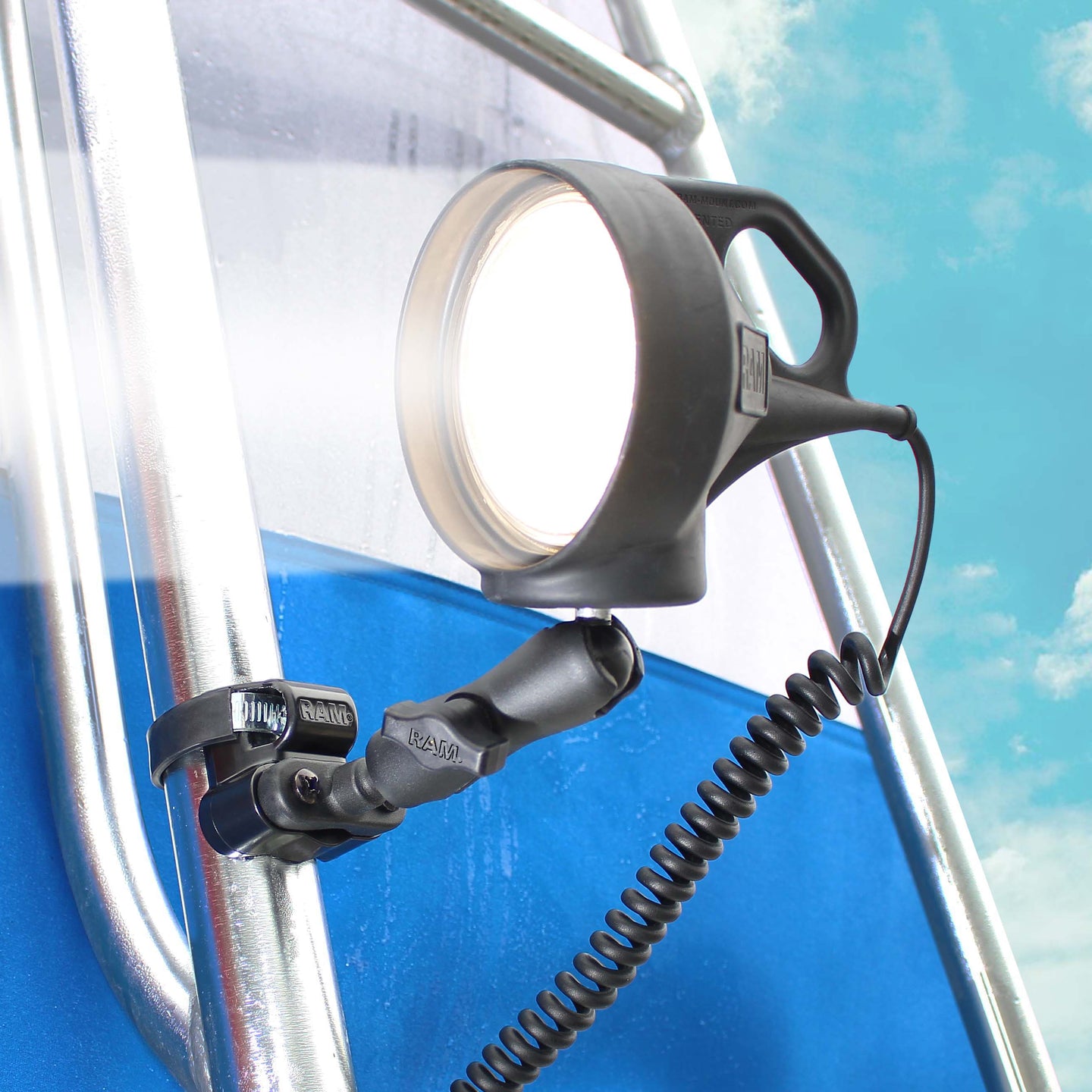 RAM® ATV/UTV Rail Mount with LED Spotlight – RAM Mounts