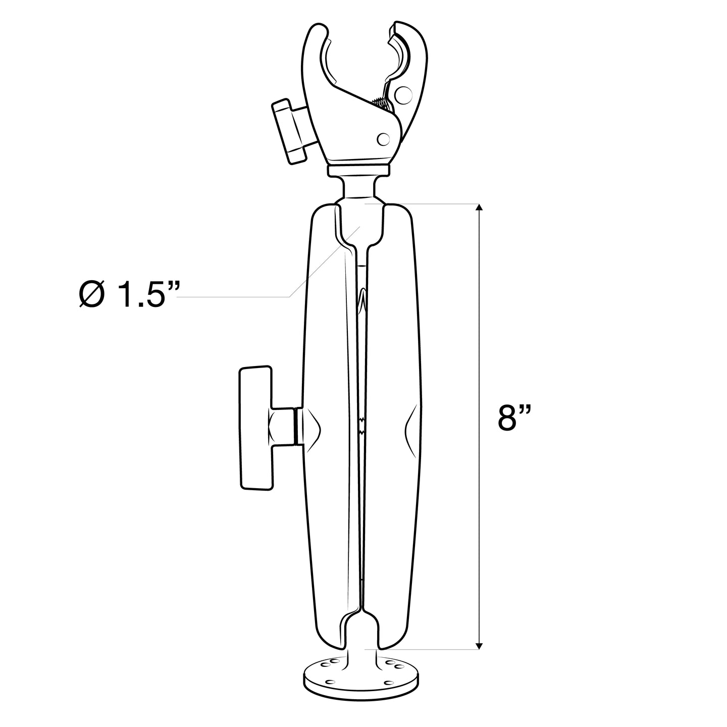 RAM® Trolling Motor Stabilizer - Tough-Claw™ .625" - 1.14" Long Arm ...