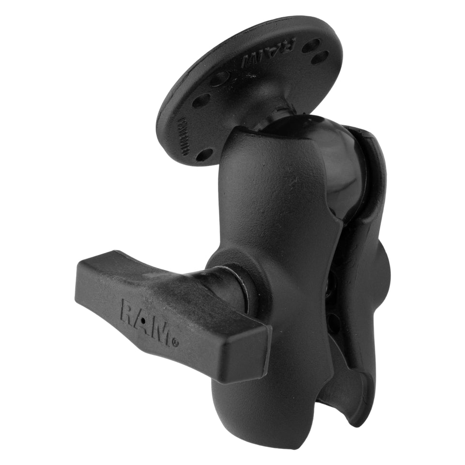 RAM® Double Socket Arm with Round Ball Plate - C Size Short – RAM Mounts