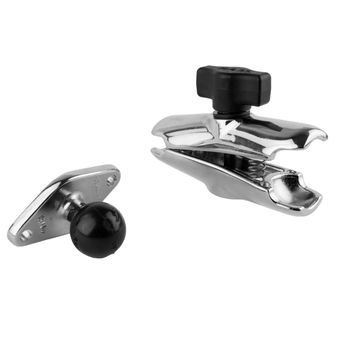 RAM® Chrome Double Socket Arm with Diamond Plate - Medium Arm – RAM Mounts