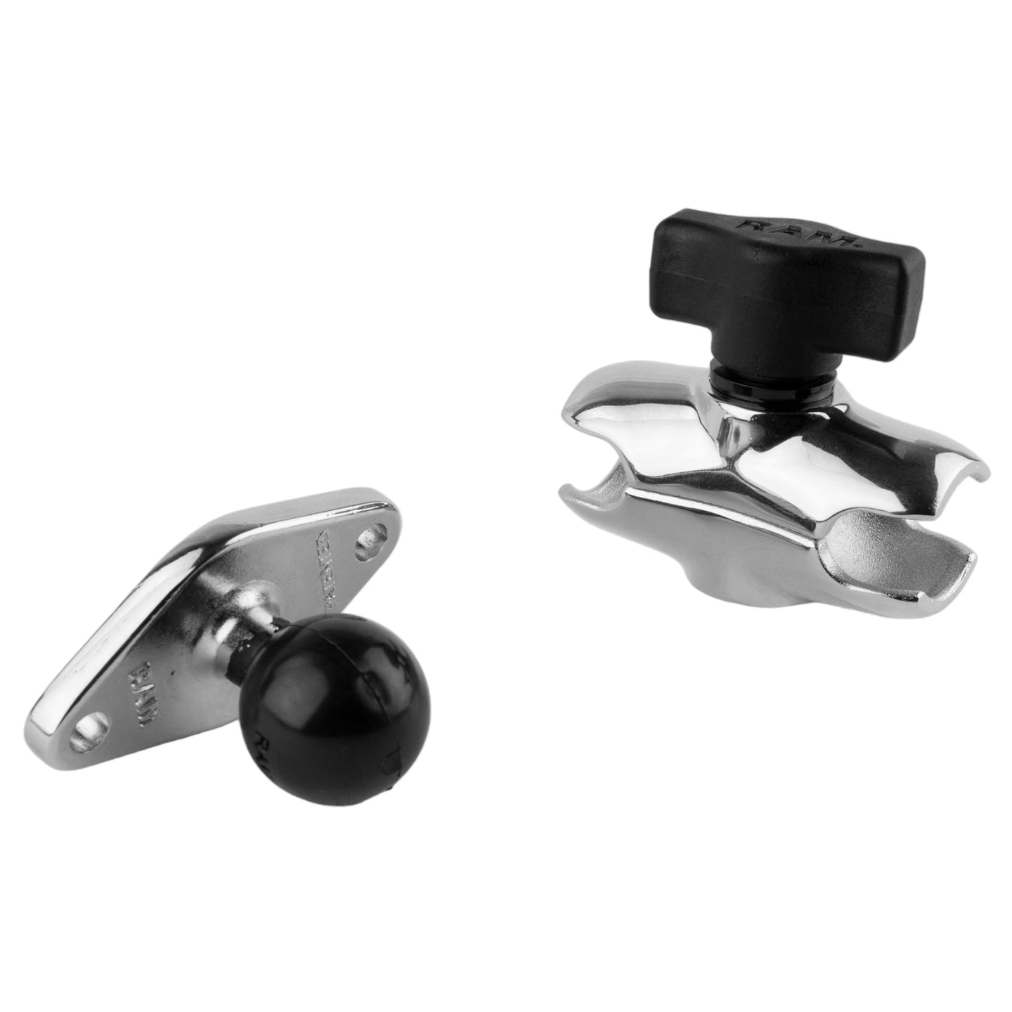 RAM® Chrome Double Socket Arm with Diamond Plate - Short Arm – RAM Mounts