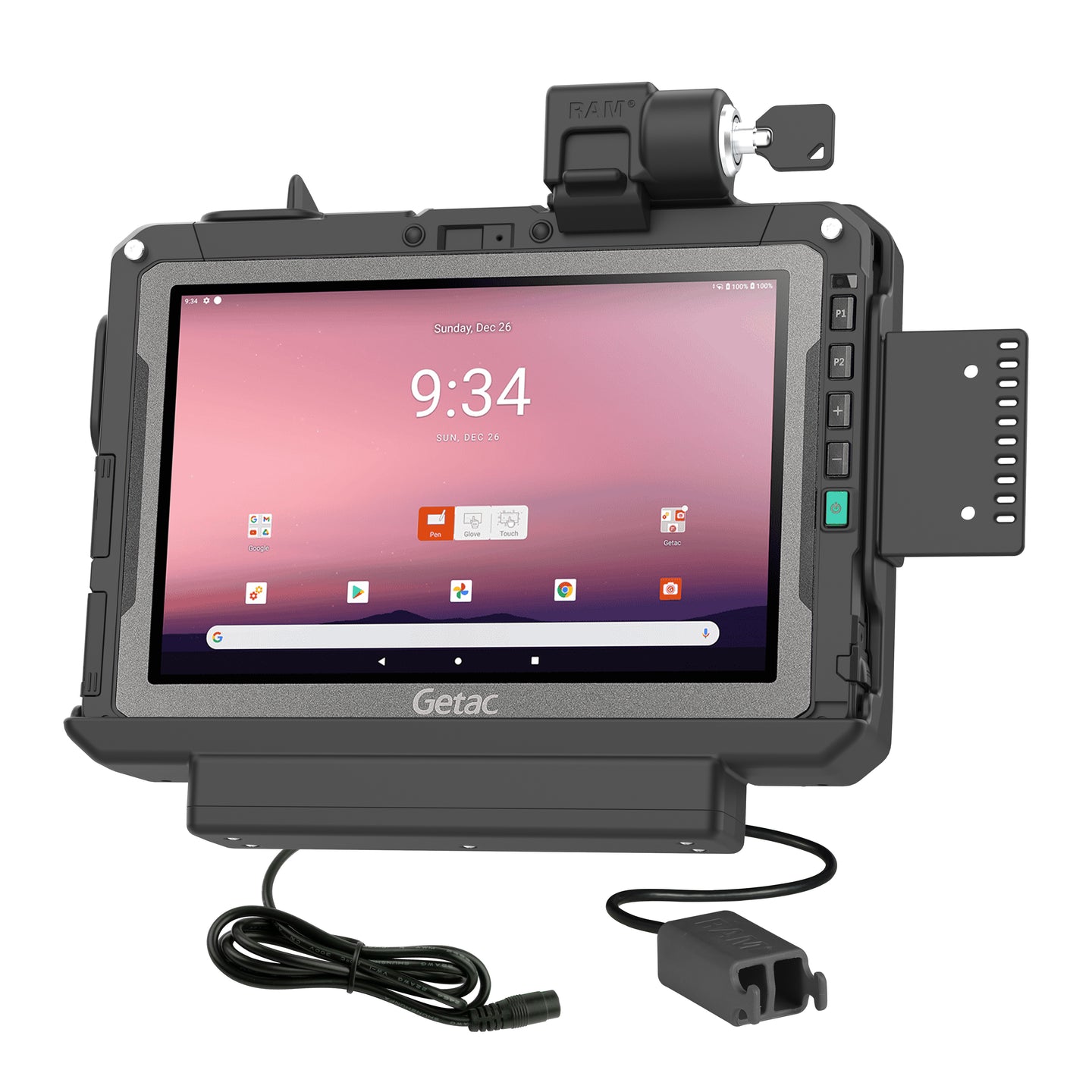 RAM® Locking Power + Dual USB Data Dock for Getac ZX10 – RAM Mounts